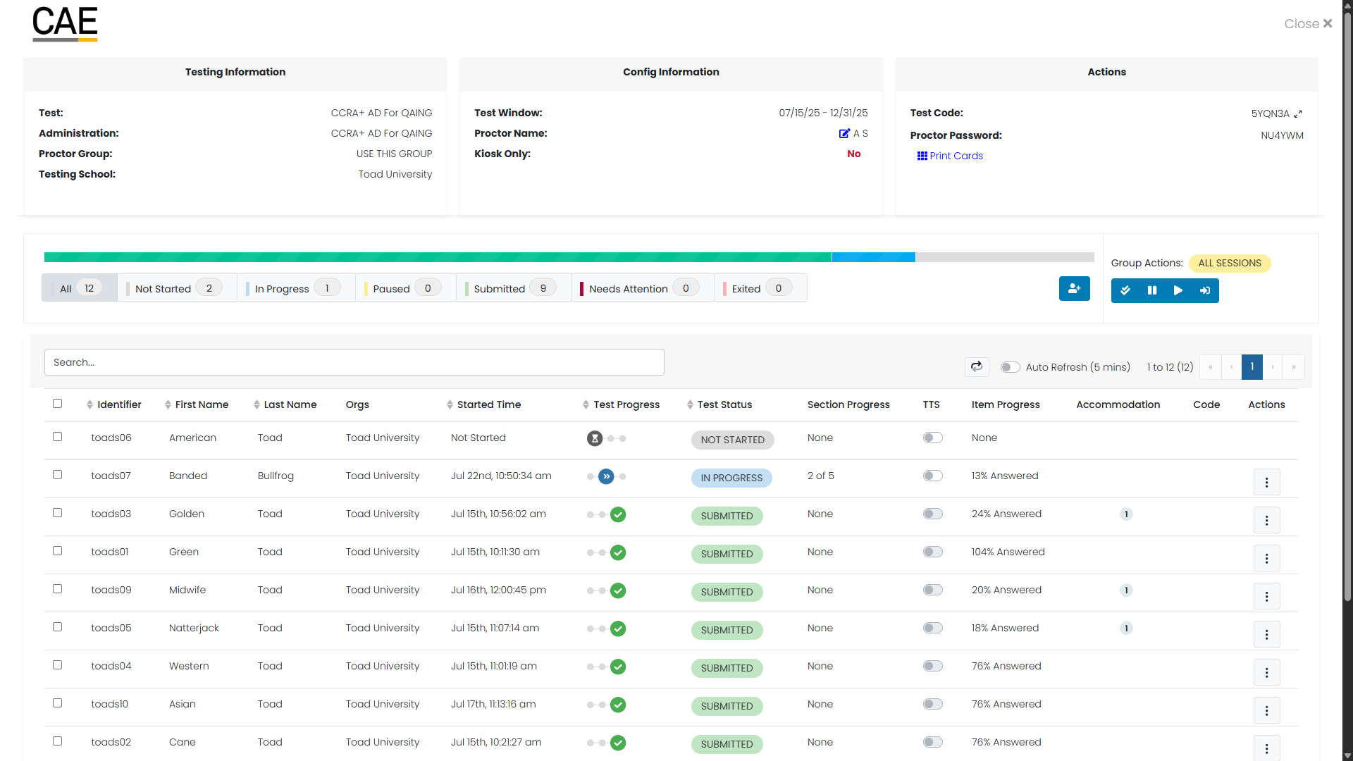 Proctor Guide - Administrations – CAE